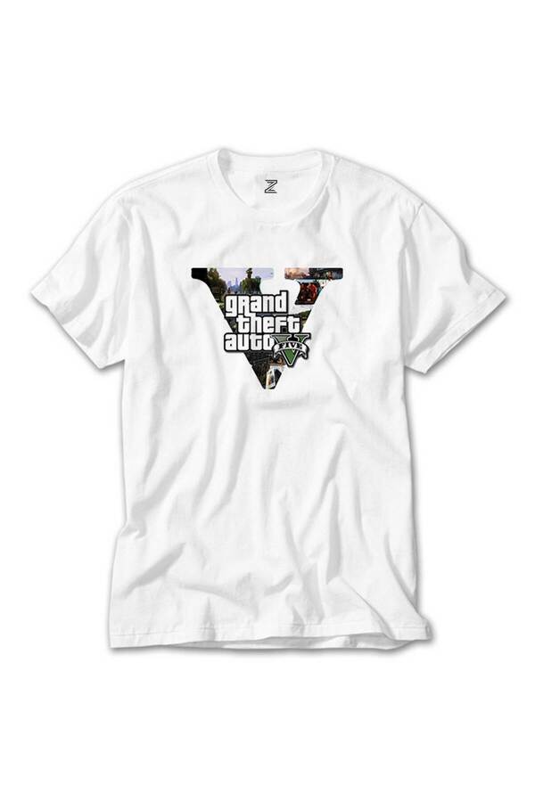 Lunas Glow Grand Theft Auto Five White T-Shirt- Trendyol