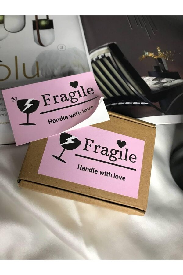 STOREMAX Pink Vmk Caution Break Sticker - Fragile Handle with Care ...