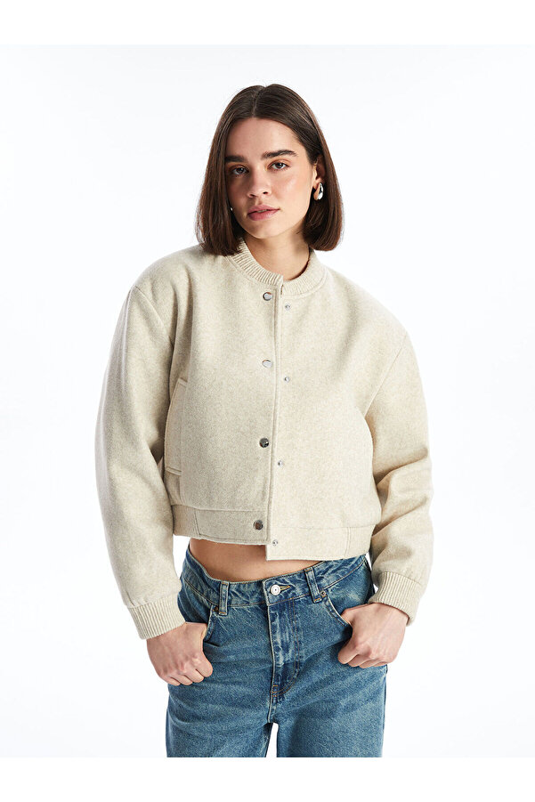 LC Waikiki Xside Light Beige College Collar Women's Bomber Coat - Trendyol