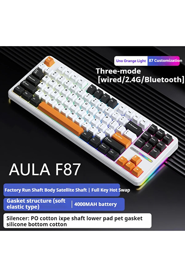 Choice Aula F87Pro Mechanical Keyboard Tri Mode RGB Hot Swap Wireless Gaming Keyboard Gasket ...