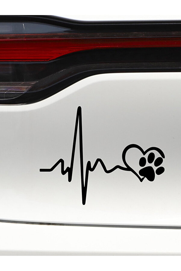 Choice Black EKG Love Dog Footprint Car Sticker - Trendyol