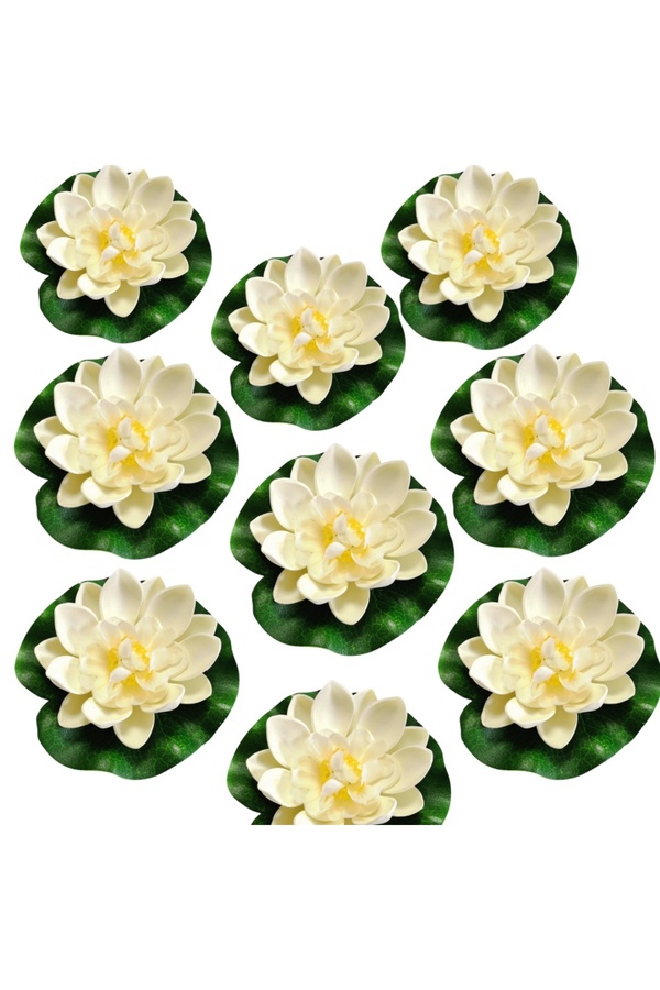 Choice 9pcs Artificial Lotus Flowers with Lily Pads, Floating Foam ...