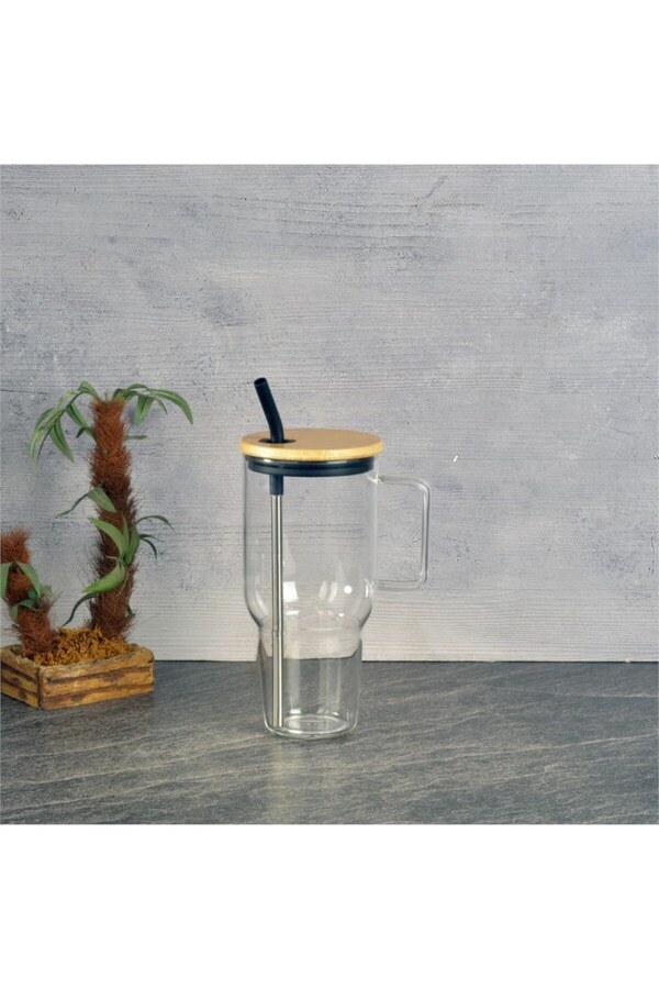 NEW BOND Maxi Glass Mug with Bamboo Lid - Trendyol