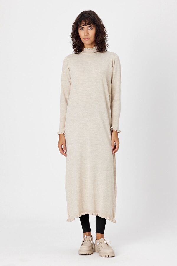 İrva Tesettür Monche Half Fisherman Oversize Knitwear Dress - Trendyol