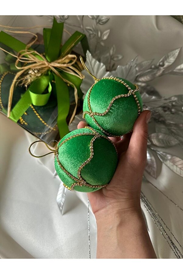 HAZE DESİGN LAB Noble Christmas Pine Tree Ball with Green Velvet Stones ...