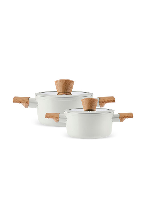 Karaca Swiss Crystal Almond Cream Induction Base Midi 4-Piece Cookware ...