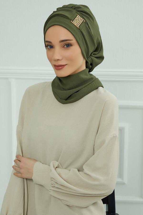 Aisha's Design Ready Turban with Aerobin Fabric and Gold Accessories ...