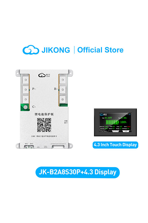Choice JIKONG JK-B2A8S30P+4.3 Ekran Lifepo4 Li-Ion Lto Pil 200A Aktif Dengeleyici Akıllı BMS 4S ...