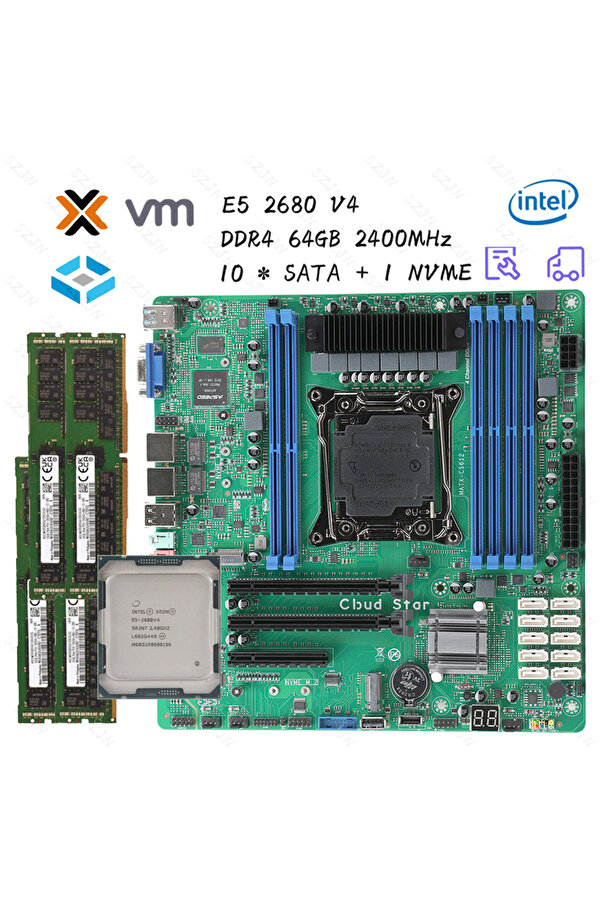 Szjn Xeon Nas Motherboard Kit 10 Sata With E5 2680v4 Ddr4 64gb Support ...
