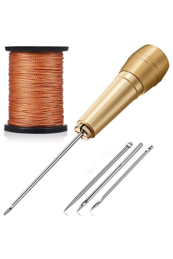Choice 5 Pieces Canvas Leather Sewing Awl Needle with Copper Handle 50m Nylon Cord Thread for Handmade Trendyol