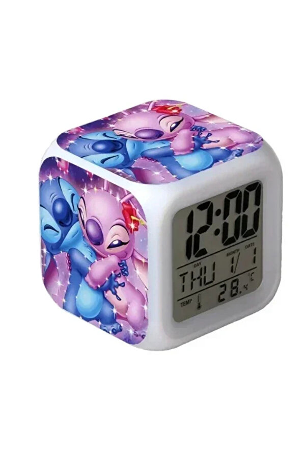 Choice MINISO Disney Stitch LED Color Alarm Clock Growth Changing ...