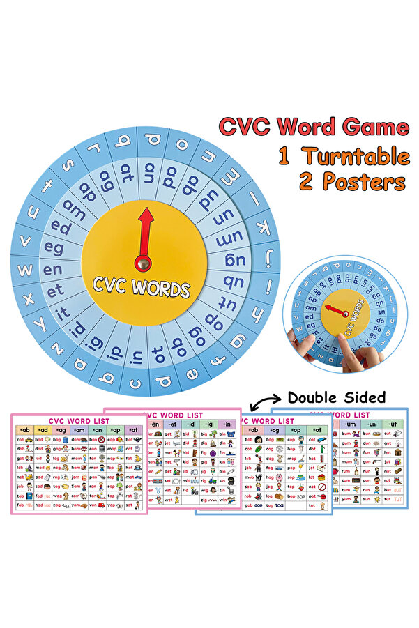 GSF Montessori CVC Word List, CVC Phonics Turntable, Spinner Game ...
