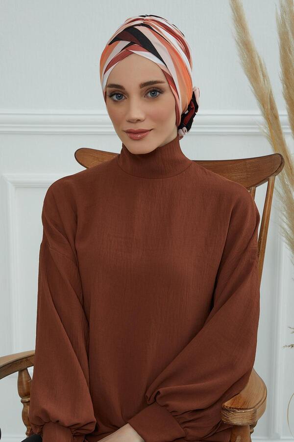 Aisha's Design Cross Rose Patterned Bonnet - B-26Yd - Trendyol