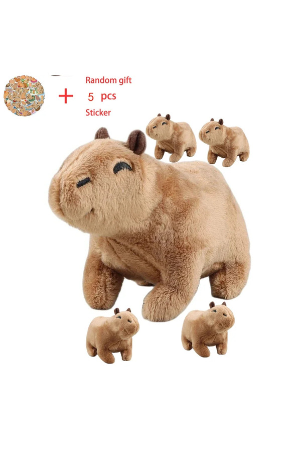 Choice 18cm-30cm Mother and 4 sons Simulation Capybara Plush Toy Fluffy ...