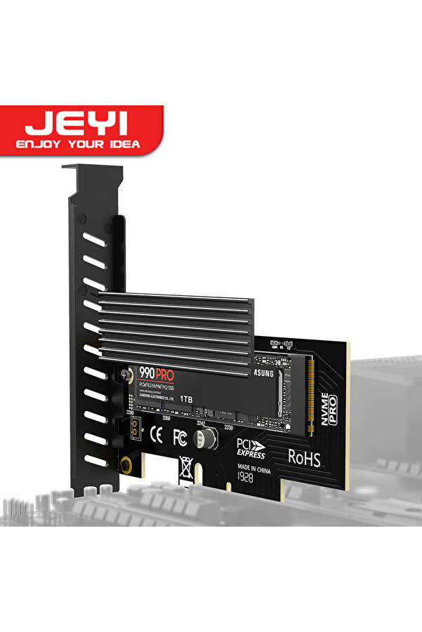 JEYI M.2 NVME to PCIe Adapter Card With SSD Heatsink, 64Gbps ssd PCIe 4.0 X4 Expansion Card for ...