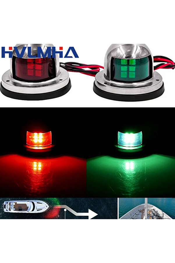 HVLMHA 1-2Pc 12v LED IP65 Red Green warning Lights For Yacht lights ...