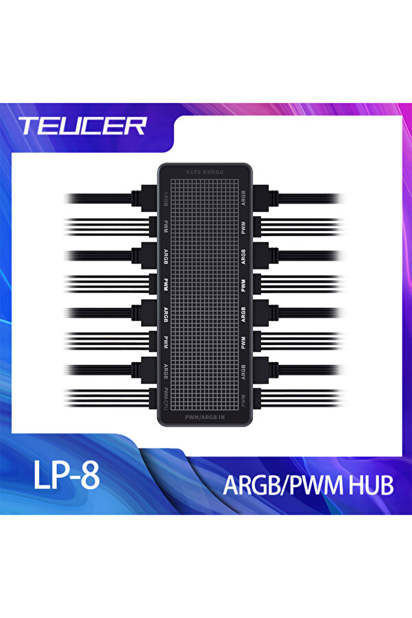 TEUCER LP-8P Light Controller ARGB PWM 2 IN 1 HUB Support Motherboard ...
