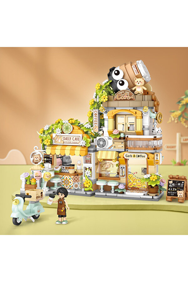 Choice LOZ Creative Coffee Shop Building Block Street View DIY Chinese ...