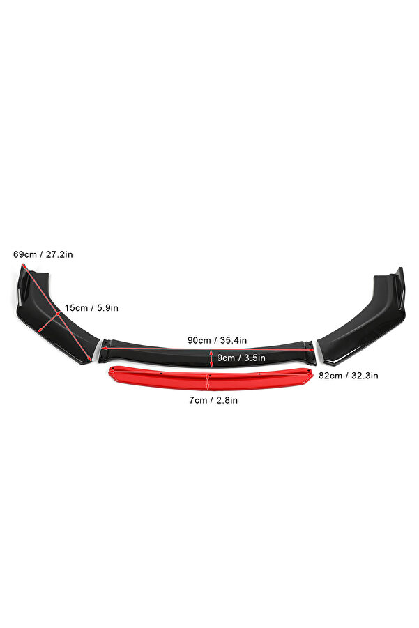 Choice Sharp Gloss Black Red Tongue Front Bumper Lip Chin Spoiler ...