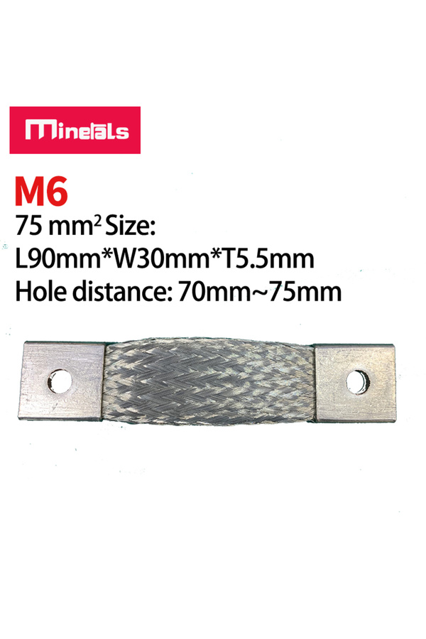 Choice Flexible Bus Bar 72mm Plated Copper Braided Strap Busbar M4 M6 ...