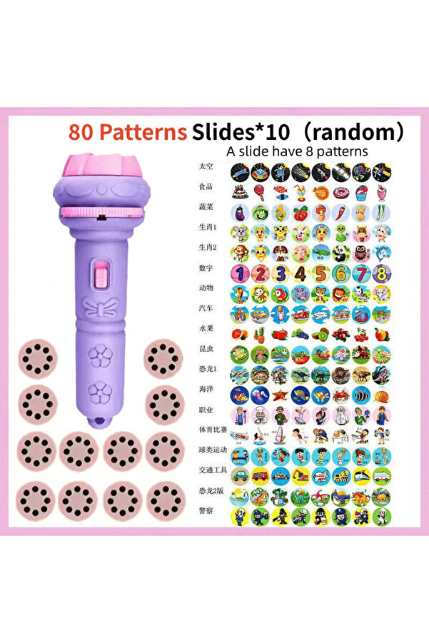 Choice 10 Cards Cartoon Projection Flashlight 80 Patterns Baby Toys ...