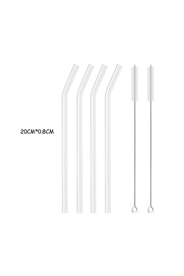 Choice 4-Pack Reusable Heat-resistant High Boron Glass Straw Set ...