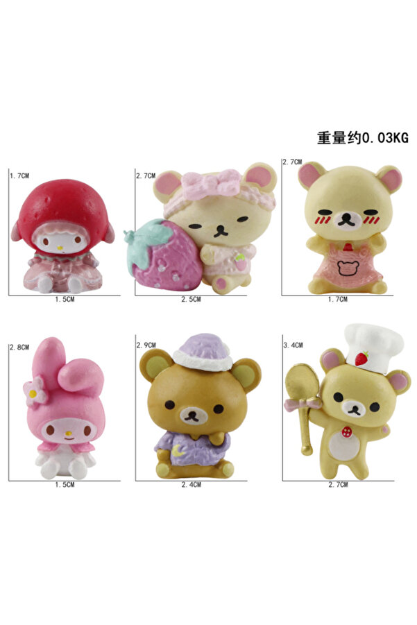 Choice 6pcs Mini Sanrio Figure My Melody Brown Bear Chef Hat Action ...