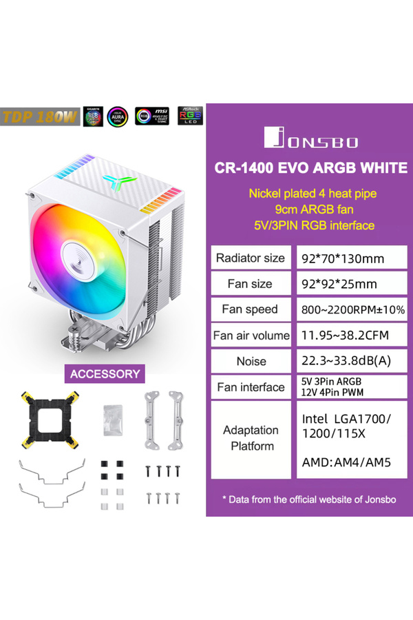 Choice JONSBO CR1400 EVO CPU Cooler 4 Heat Pipe ARGB PWM Processador ...