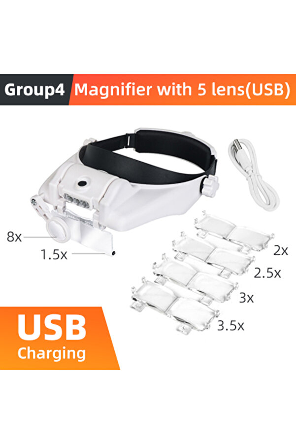 tungfull LED Headband Magnifier Hands Free Magnifying Glasses For ...