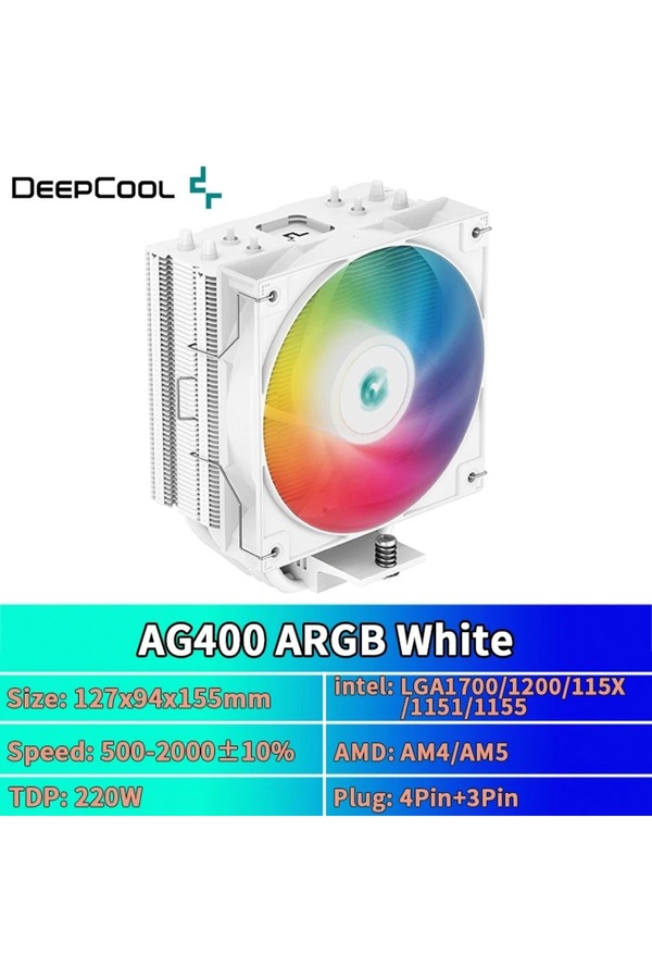 Choice DEEPCOOL AG400 CPU Cooler ARGB PWM 2000RPM Cooling Fan 4 Heat ...