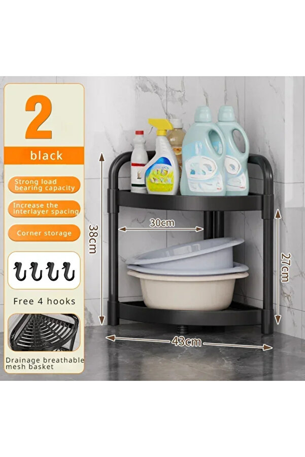 Choice Tripod Storage Rack Movable Bathroom Corner Shelf Kitchen Floor ...