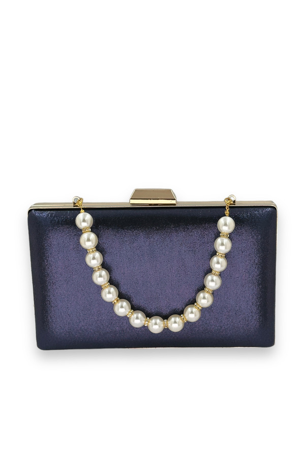 Wedding Fashion Navy Blue Matte Leather - Satin, Crystal Print Evening ...