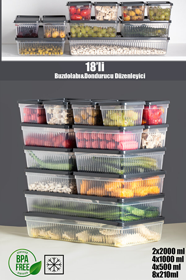 Porsima 2016 18-Piece Freezer Refrigerator Organizer Suitable for Deep ...