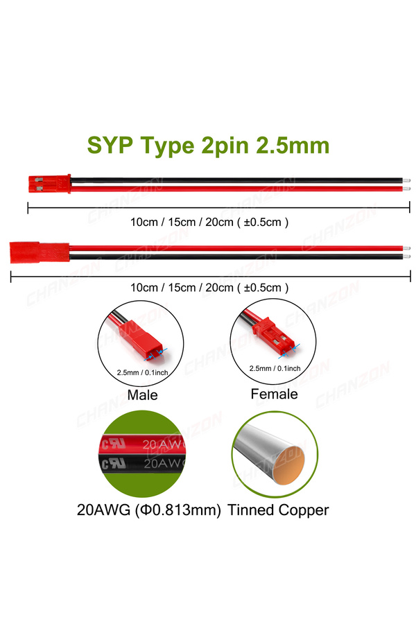 Choice SYP 2.5mm 20AWG Connector Cable for SYP2.5 JST 2 Pin Adapter ...
