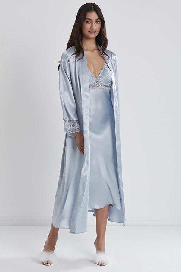 Pierre Cardin Satin Lace Women's Nightgown and Dressing Gown Set - 4370 ...