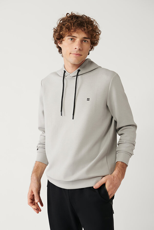 Avva Men's Gray Hooded Flexible Soft Texture Interlock Fabric ...