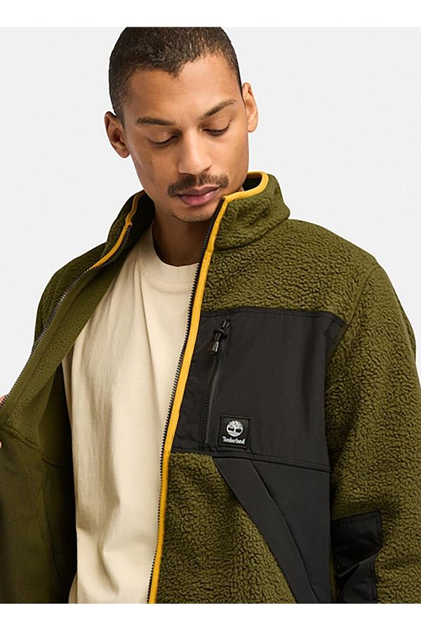 Timberland Men s Green Flat Collar Fleece Sherpa Jacket Tb0A62Eb3021 Trendyol