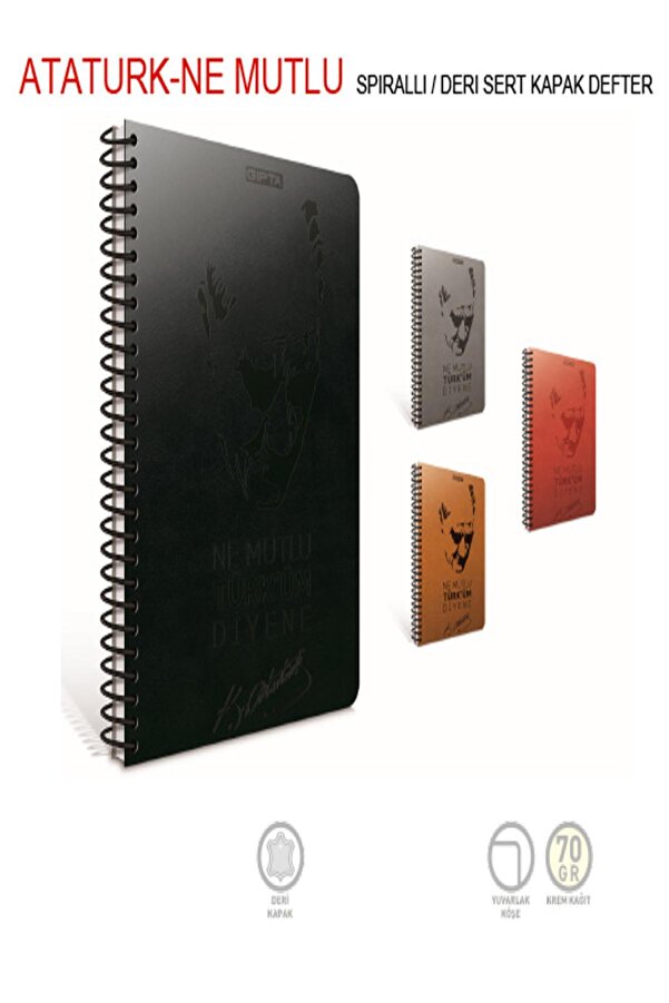 NEZADE STORE Gıpta Atatürk 17X24 Spiral Hard Cover Notebook 120 Sheets ...