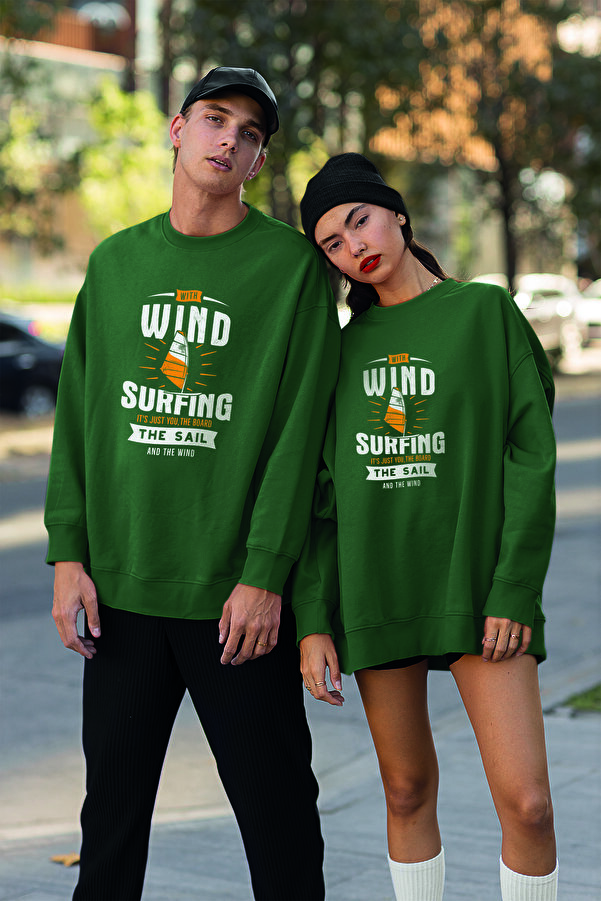 MYADA Суитшърт с щампа Wind Surfing The Sail Oversize 18533- Trendyol