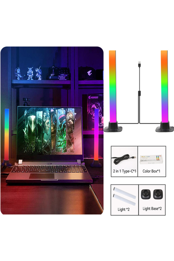 CANMEIJIA 60CM RGB Desk Light Bar Monitor Music Rhythm Ambient Lamps ...