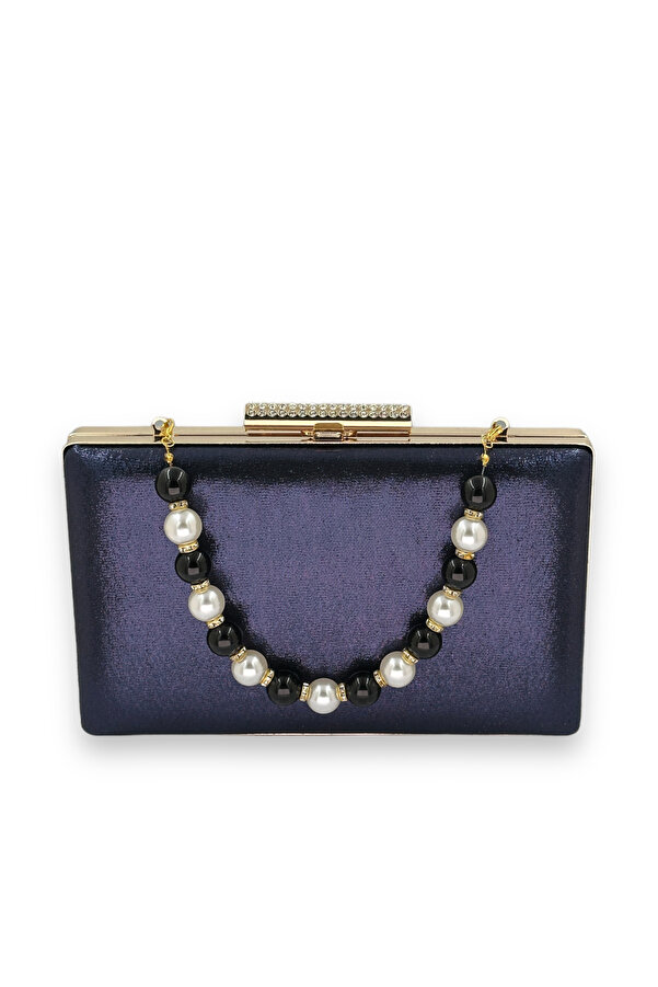 Wedding Fashion Navy Blue Matte Leather - Satin, Crystal Print Evening ...