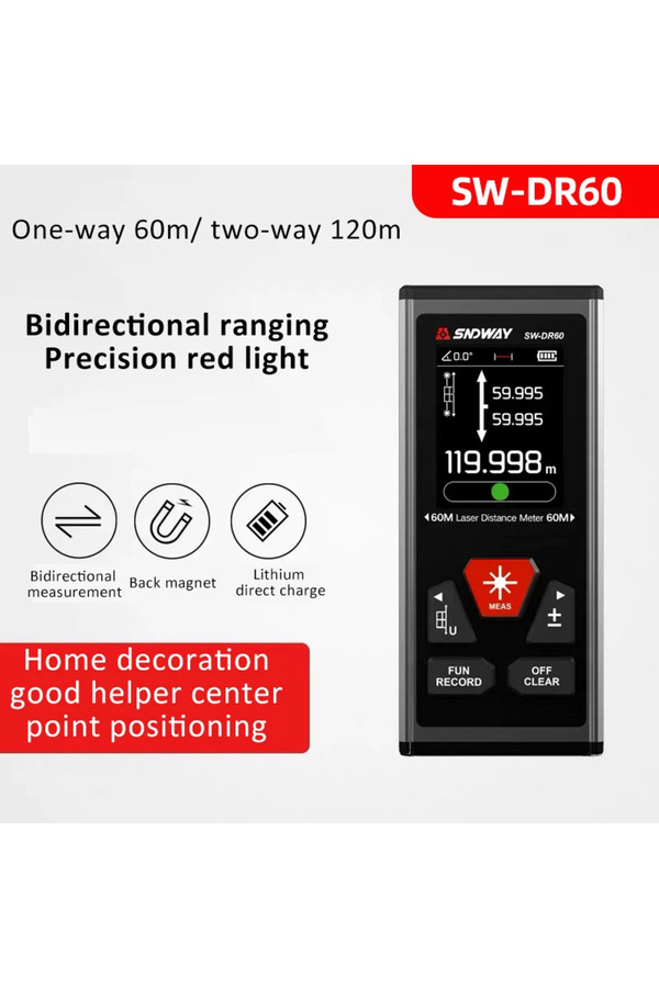 Choice SW-DR/DG Series 2 Way Laser Measure Meter Rangefinder Red/Green ...