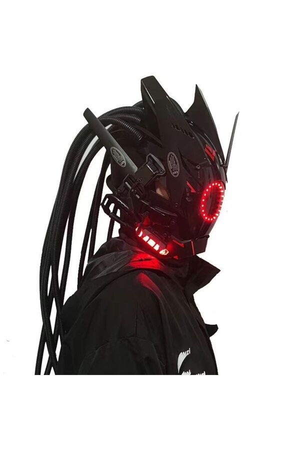 Choice Halloween Mask Black Cyberpunk Robot Mask Cos Black Headgear ...