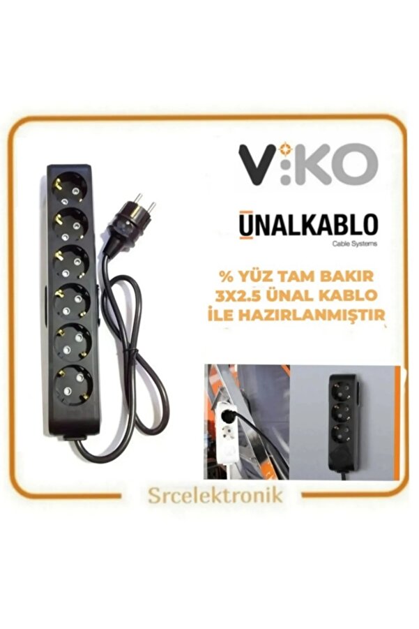 VİKO 10 Meters 3X2.5 Full Copper Unal Wired - Child Proof Extension ...