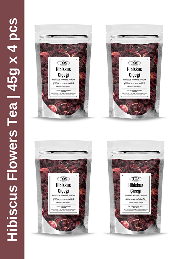 TOS The Organic Spices Hibiscus Flower Tea 45 Gr X 4 Pieces | Hibiscus ...