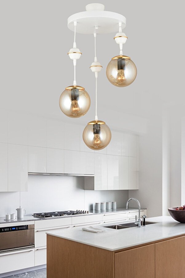 woodhub Pendant Lamp Tray White 3-Piece Bal Glop Glass Downward Facing ...