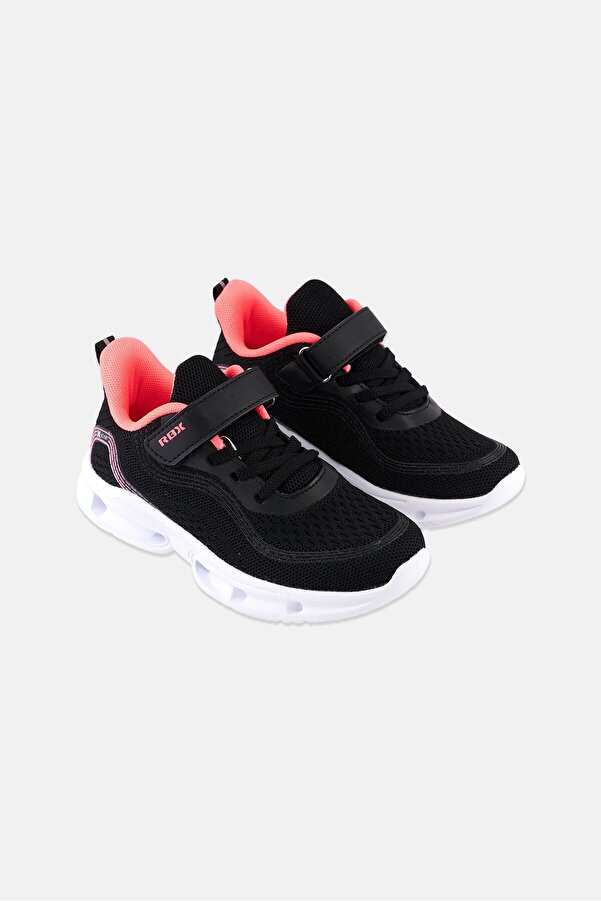 RBX Kids Girl Velcro Closure Training Shoes, Black/White Combo - Trendyol