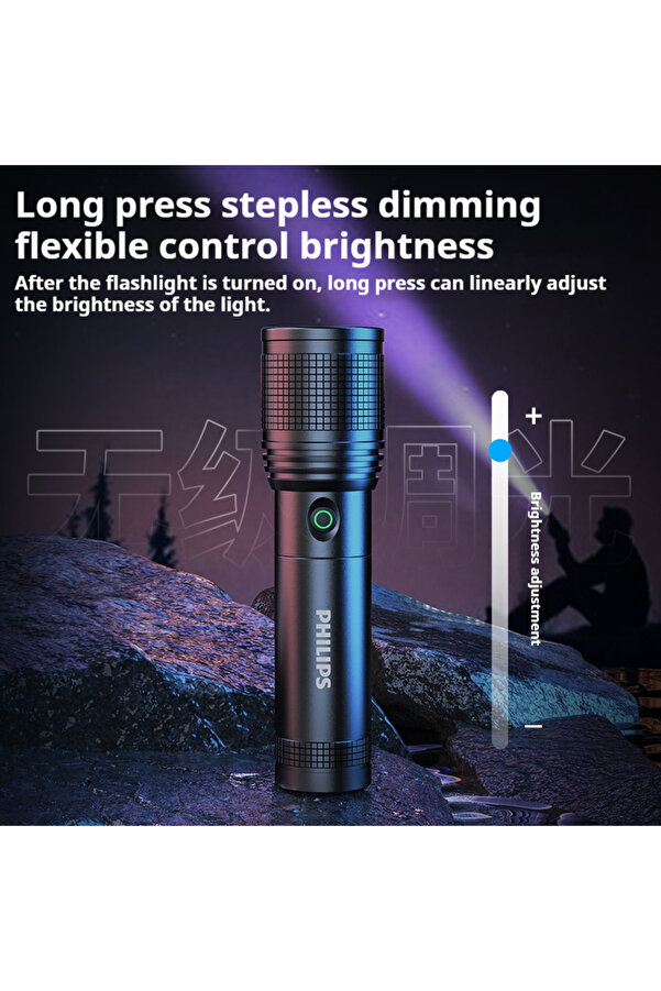 Philips ultra-long zoom infinitely dimmable flashlight multi-speed mode free switching multi ...