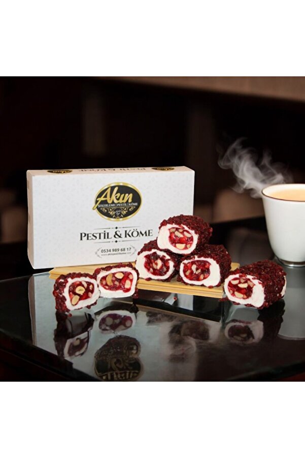 AKIN ŞEKERLEME Zereşk Atom Turkish Delight with Pomegranate 1000 g (Delight Pestil Keme Sucuk ...