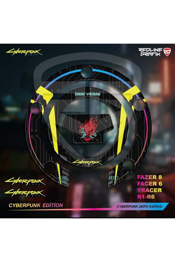 Redline Grafik Cyberpunk Depo Kapak Pad Fazer 8-6-tracer-yamaha R1-r6 ...